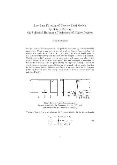Low Pass Filtering of Gravity Field Models by Gently ... - ICGEM