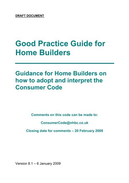 Good Practice Guide for Home Builders - NHBC Home
