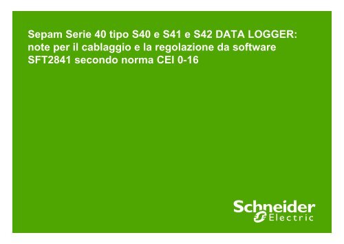 Sepam Serie 40 tipo S40 e S41 e S42 DATA ... - Schneider Electric