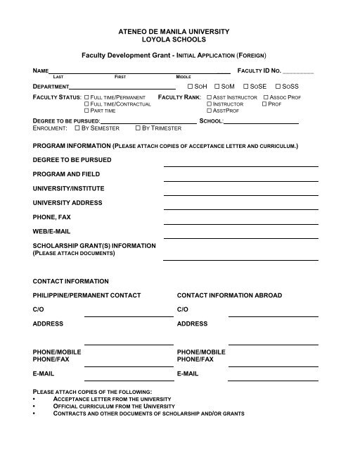 INITIAL APPLICATION (FOREIGN) - Ateneo de Manila University