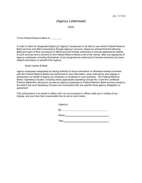 Government Agency Authorized Letter - FRBservices.org