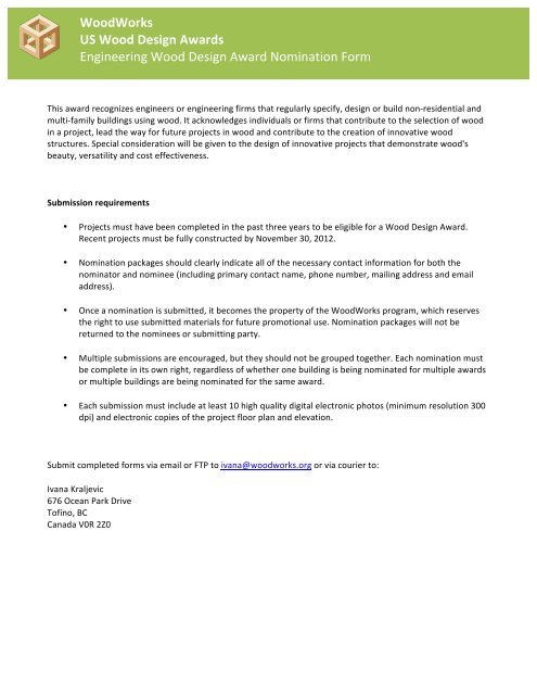 WoodWorks US Wood Design Awards Engineering Wood Design ...