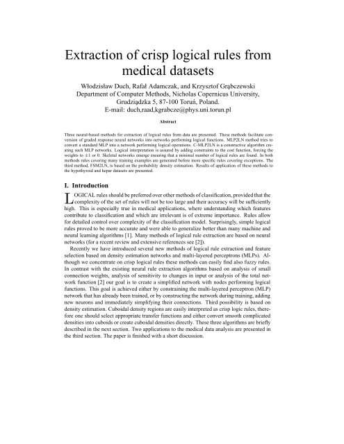 Extraction of crisp logical rules from medical datasets - ResearchGate