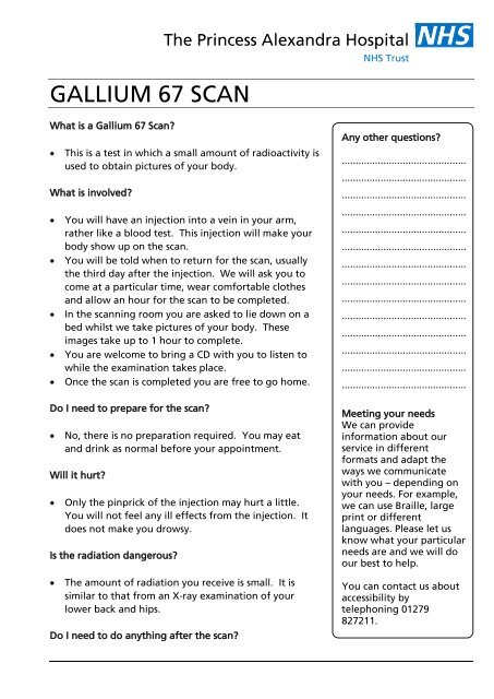 GALLIUM 67 SCAN - The Princess Alexandra Hospital | NHS Trust