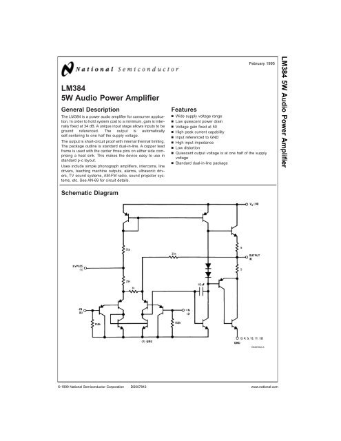 LM384 5W Audio Power Amplifier