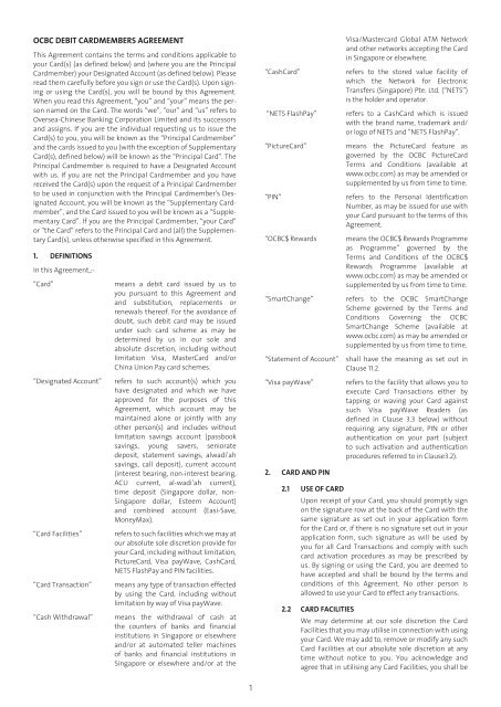 OCBC DEBIT CARDMEMBERS AGREEMENT - OCBC Bank