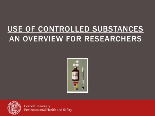 Research Use of Controlled Substances An Overview