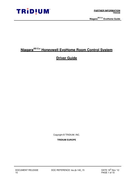Niagara Honeywell EvoHome Room Control ... - Tridium Europe