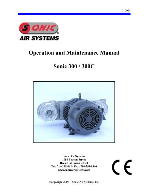Operation and Maintenance Manual Sonic 300 ... - Sonic Air Systems