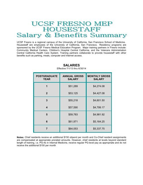 Pay & Benefits - UCSF Fresno - University of California, San Francisco