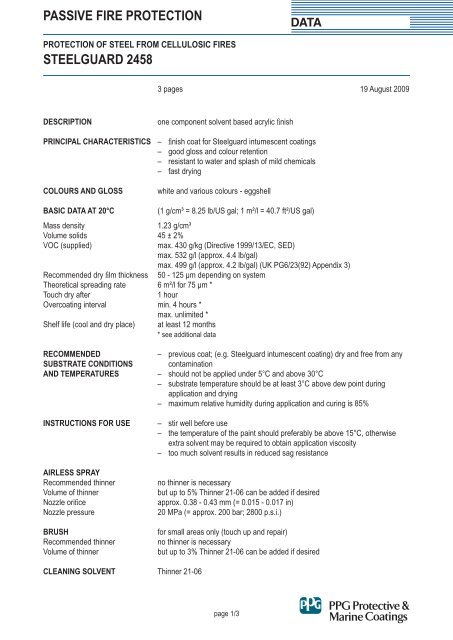 Steelguard 2458 Technical Data Sheet - Promain
