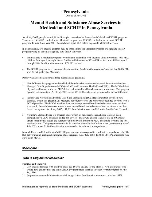 Pennsylvania Mental Health and Substance Abuse ... - SAMHSA Store