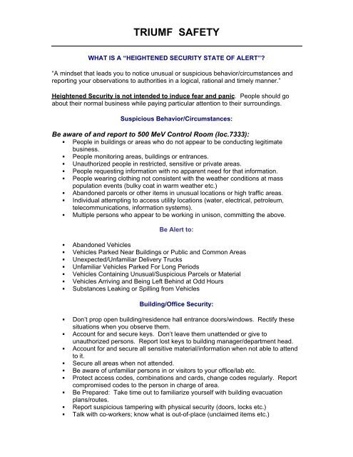 Personal Safety Document
