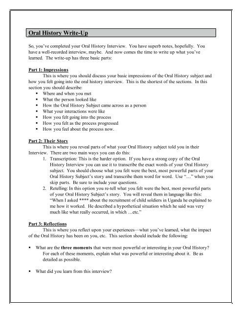 Oral History Write Up oral-history-write-up