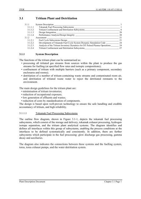 3.1 Tritium Plant and Detritiation - General Atomics Fusion Group