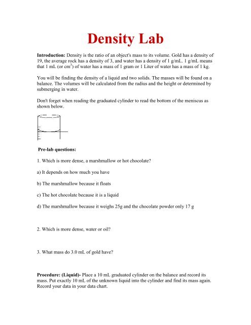 Lab: Density of Irregular Metals