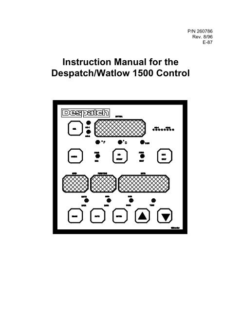 Manual E-87 Rev. 8/96 - Despatch Industries
