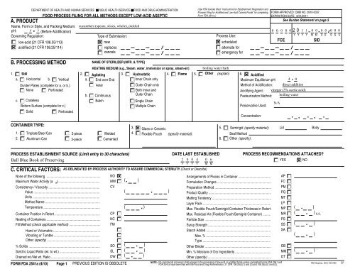 FORM FDA 2541a - UW Food Safety and Health
