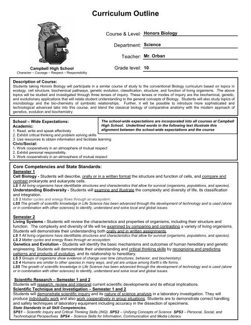 Honors Biology - Campbell High School