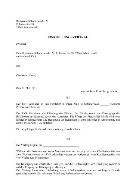 Einstellvertrag hier downloaden