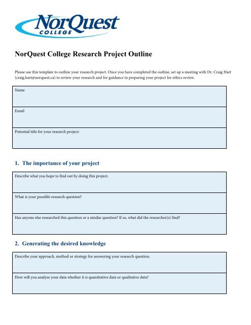 NorQuest College Research Project Outline