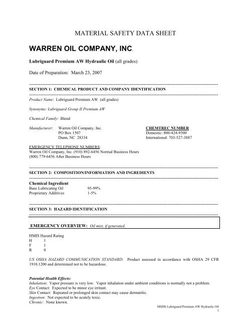 WARREN OIL COMPANY, INC.