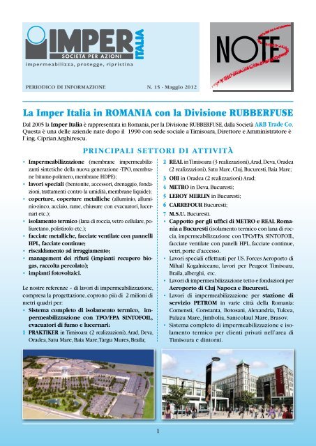 La Imper Italia in ROMANIA con la Divisione RUBBERFUSE