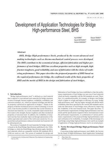 Development of Application Technologies for Bridge High ...