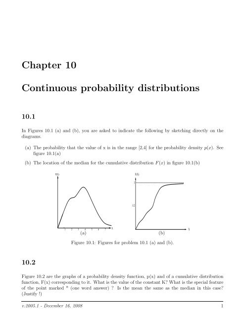 Chapter 10 Continuous probability distributions - Ugrad.math.ubc.ca