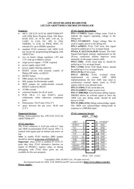 lpc-h2129 header board for lpc2129 arm microcontroller - Olimex