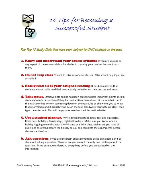 10 tips for becoming a successful student - Grays Harbor College