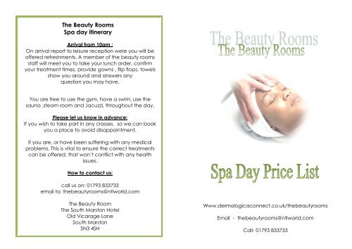 The Beauty Rooms Spa day itinerary - South Marston Hotel