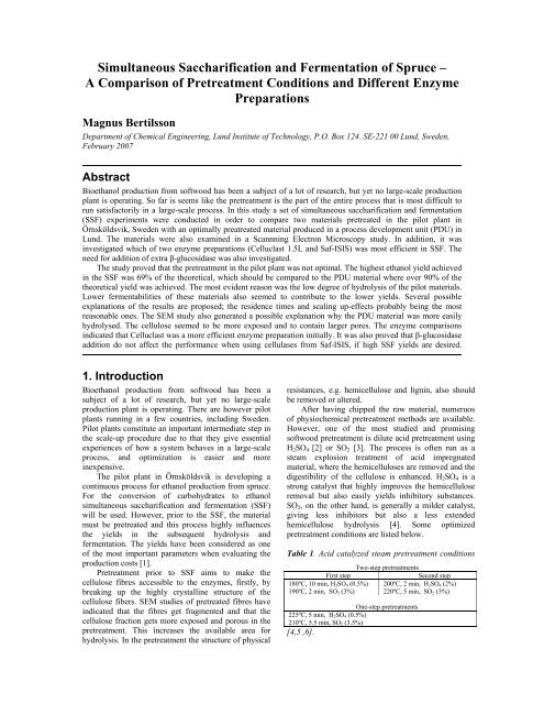 Simultaneous Saccharification and Fermentation of ... - VA-teknik, LTH