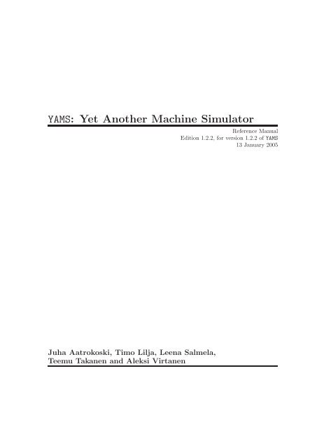 YAMS: Yet Another Machine Simulator - Niksula