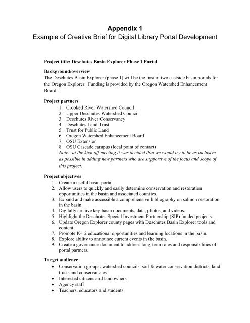 Appendix 1 Example of Creative Brief for Digital Library Portal ...