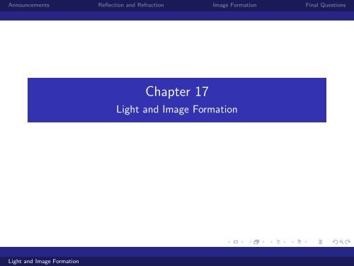 Chapter 17 - Light and Image Formation