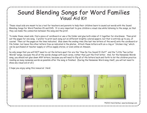 Sound Blending Songs Visual Aid - Heidi Songs