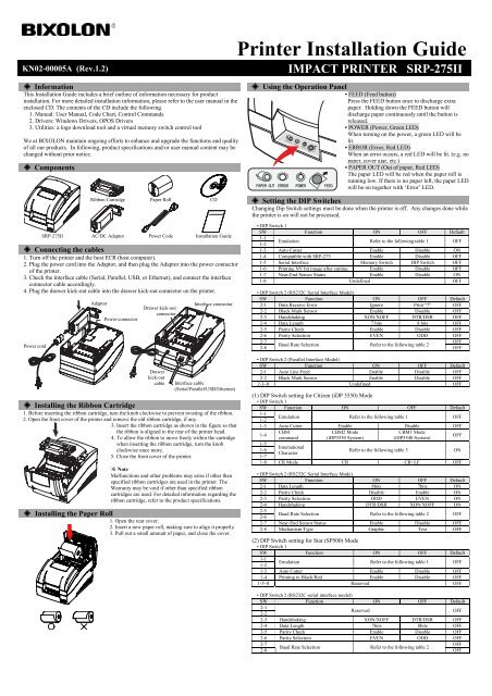 Printer Installation Guide - BIXOLON
