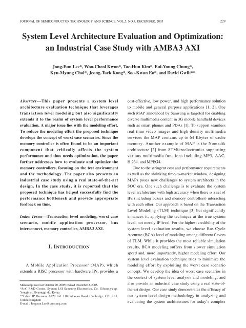 System Level Architecture Evaluation and Optimization: an ... - JSTS