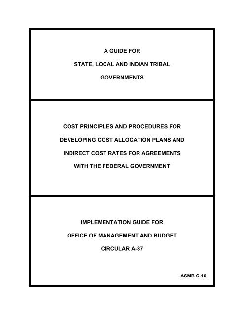 Implementation Guide for OMB Circular A-87 - Colorado.gov