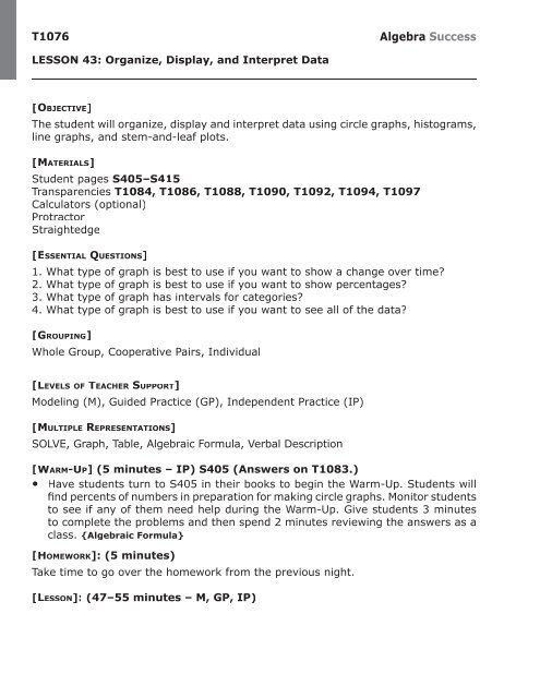 Lesson 41-43 5.0 p.indd - The Key Elements of Algebra Success