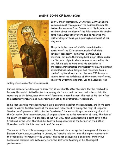 Saint John of Damascus (pdf) - Ecumenical Catholic Communion