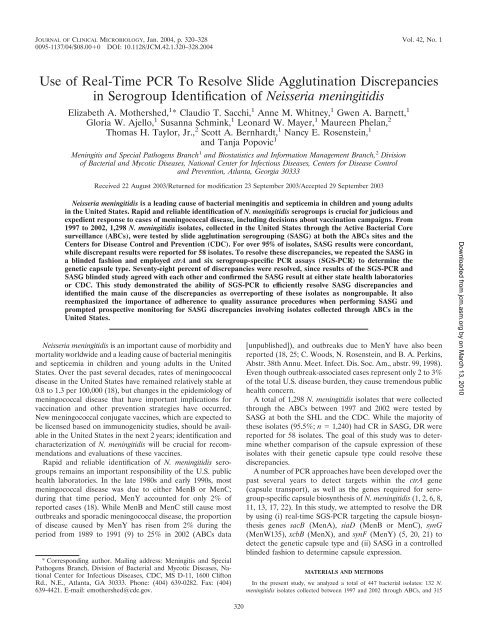 Use Of Real Time Pcr To Resolve Slide Agglutination