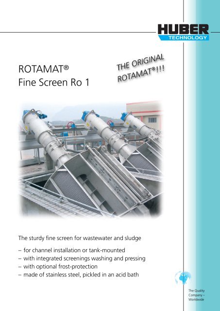 ROTAMATÂ® Fine Screen Ro 1 - Huber Technology