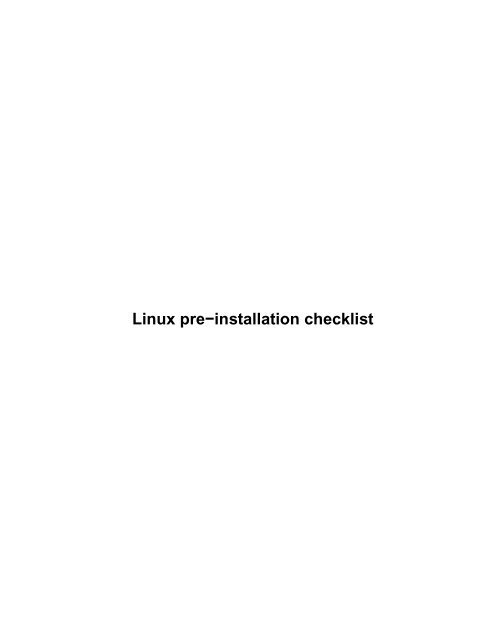 Linux pre-installation checklist