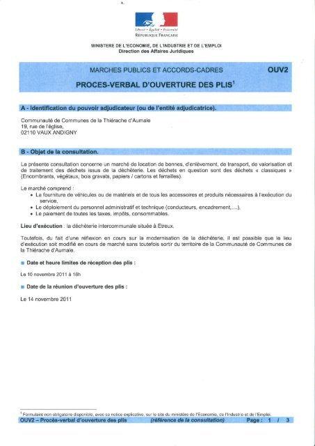 PV Ouverture des plis signé.pdf - La Communauté de Communes ... PV Ouverture des plis signé.pdf - La Communauté de Communes ...