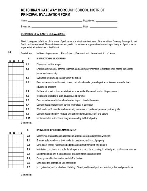 ketchikan gateway borough school district principal evaluation form