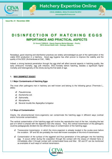 Disinfection of hatching eggs - The Poultry Site