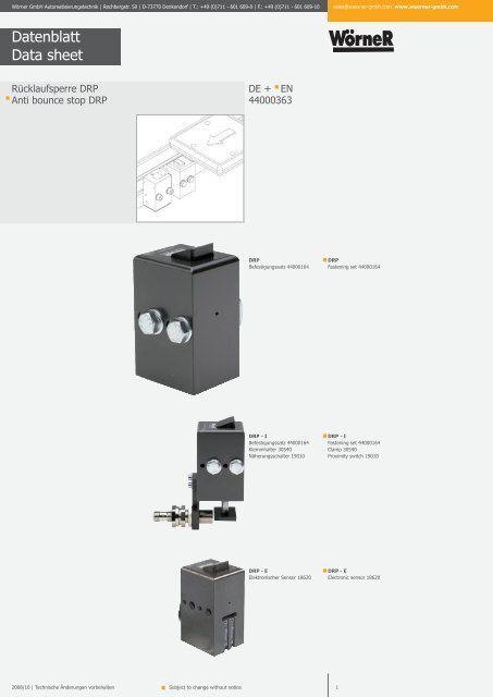 Datenblatt Data sheet - Wörner GmbH