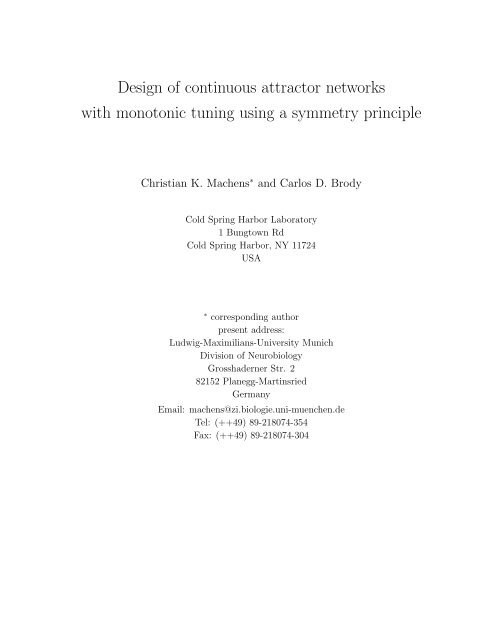 Design Of Continuous Attractor Networks With Monotonic Tuning Using